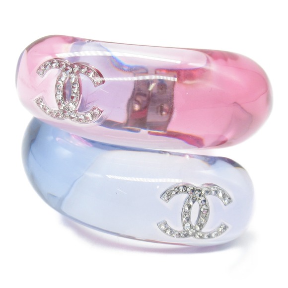 CHANEL | Jewelry | Chanel Bangle Coco Mark 8s Blue Pink Plastic | Poshmark